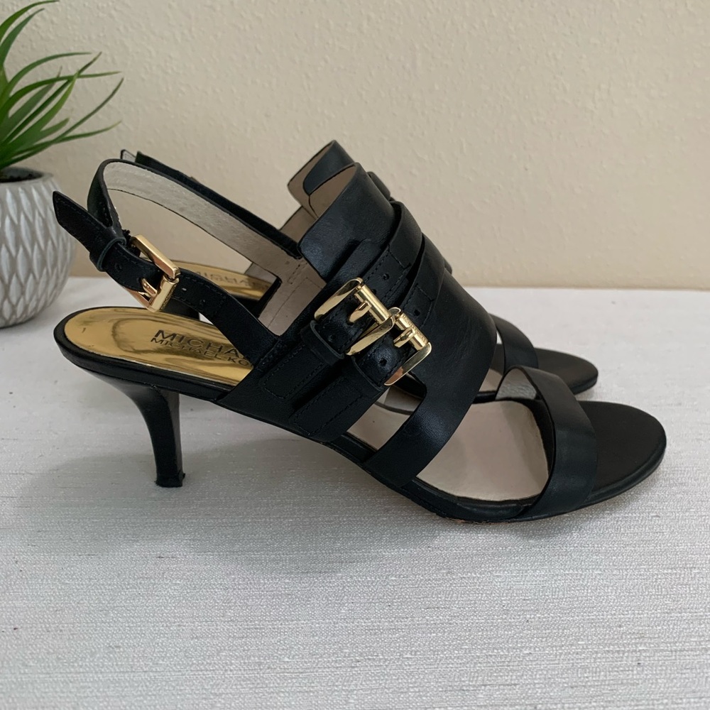 Michael Michael Kors Melanie Black Leather Gold Buckl… - Gem